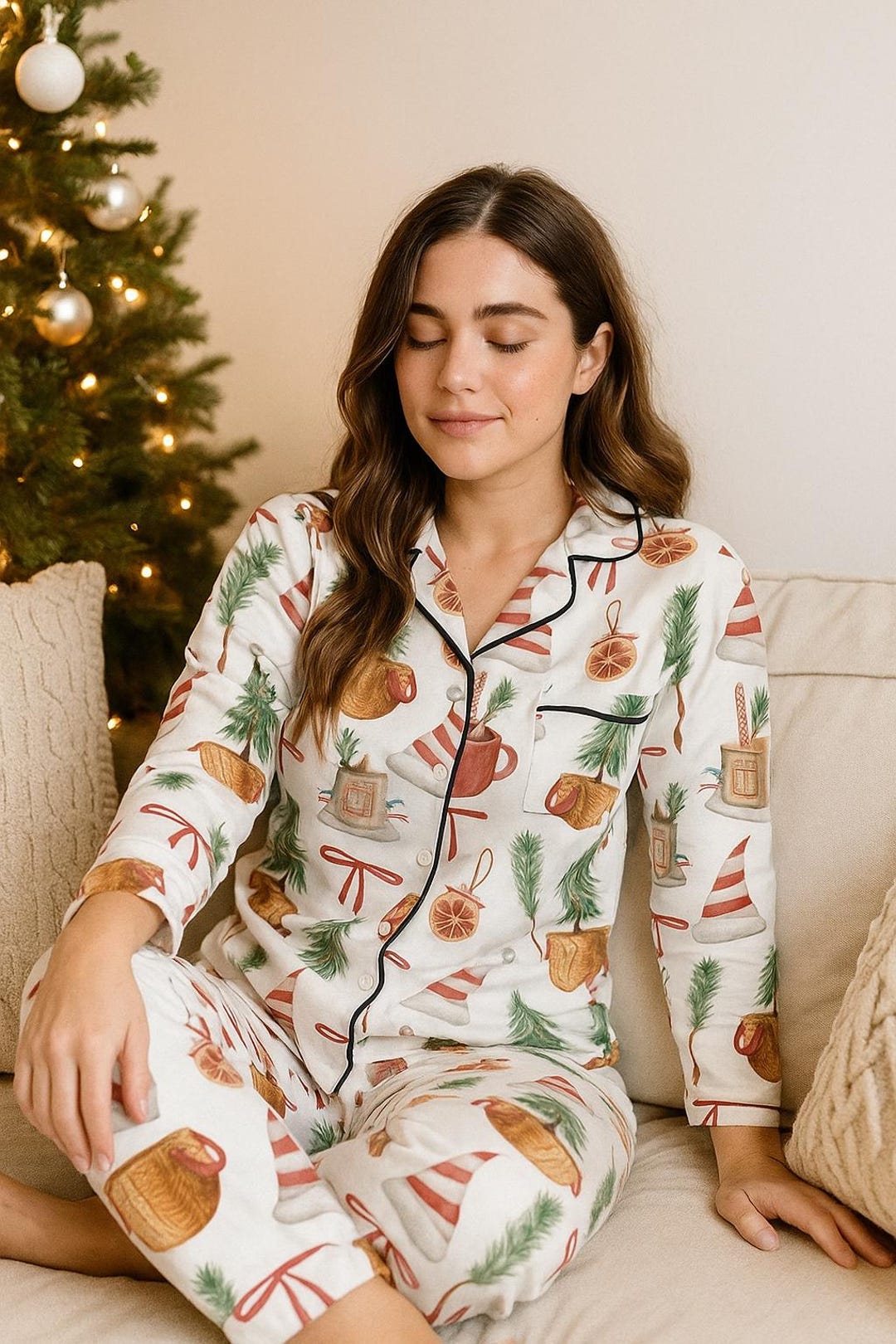 Satin Christmas Pajamas, Festive Holiday Sleepwear - Etsy