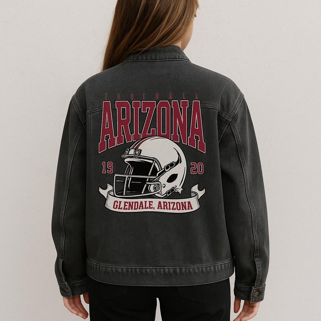 Arizona Football Denim Vintage Washed Jacket, Unisex Retro Distressed ...