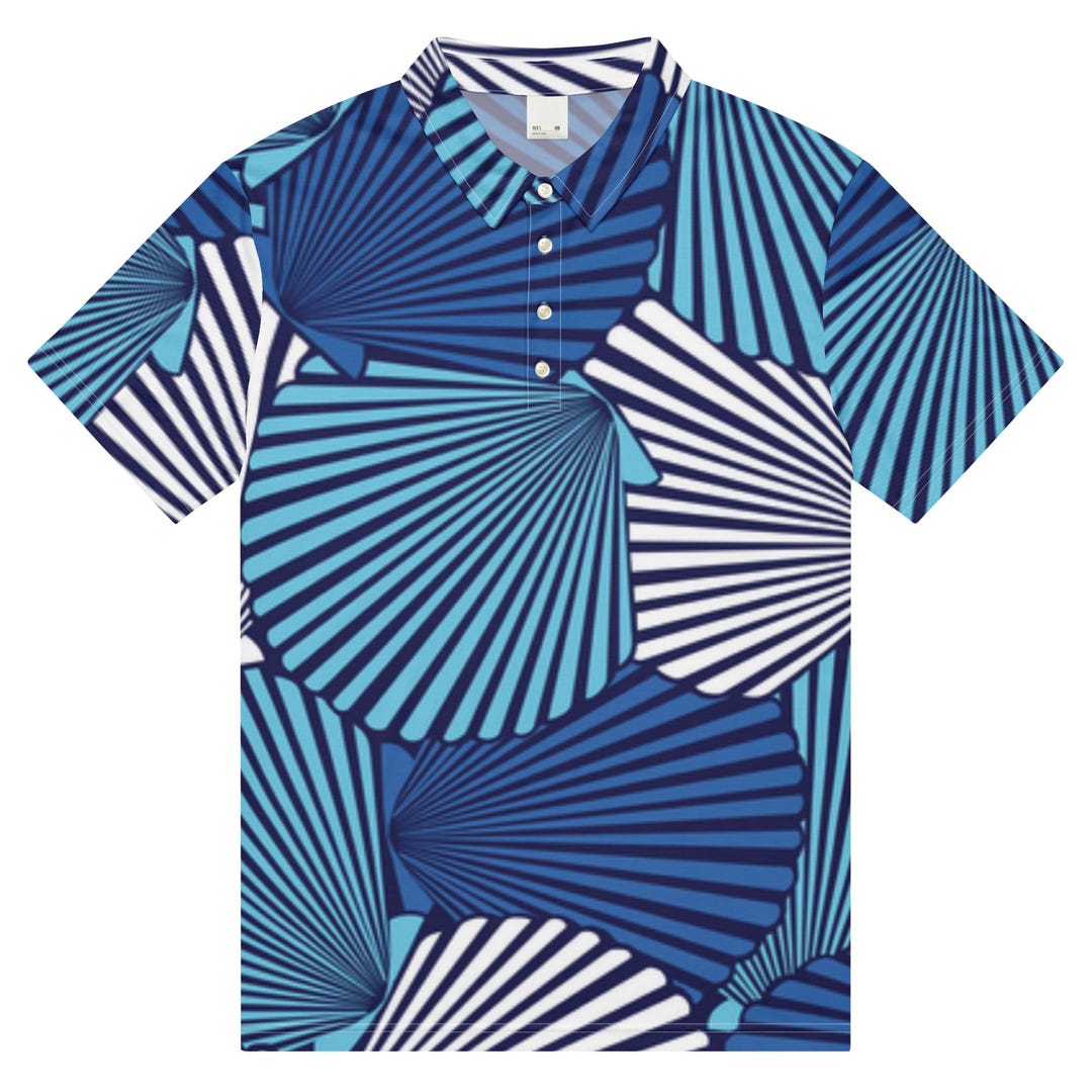 Slim Fit Ocean Blue Polo Shirt, Men’s Vacation Shirt, Breathable Golf ...