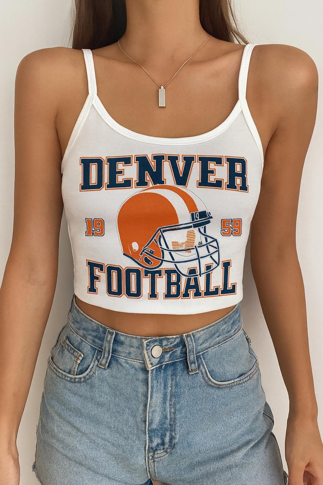 Denver Football Crop Tank Top, Vintage Style, Game Day Apparel - Etsy