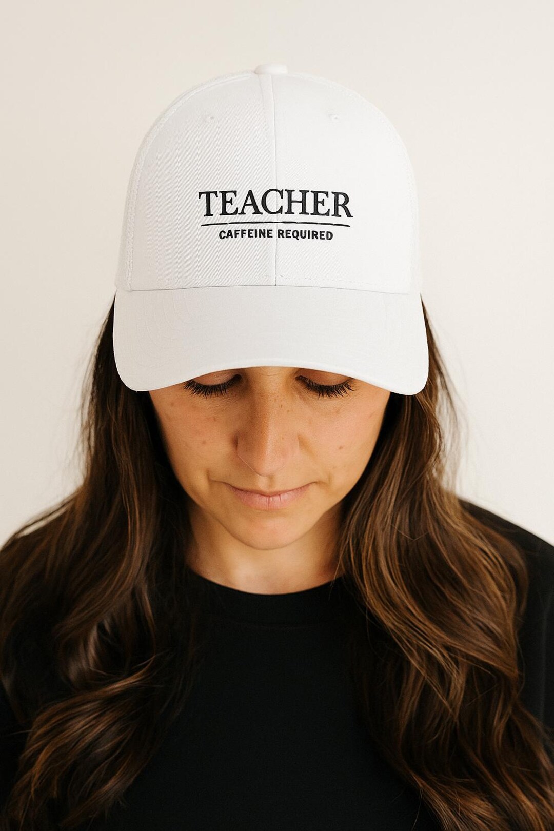 Fitted Teacher Caffeine Required Trucker Hat, Funny Teacher Baseball ...
