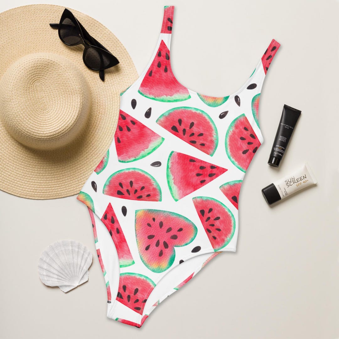Watermelon One-piece Swimsuit, Cute Fruit Print Bathing Suit, Fun ...