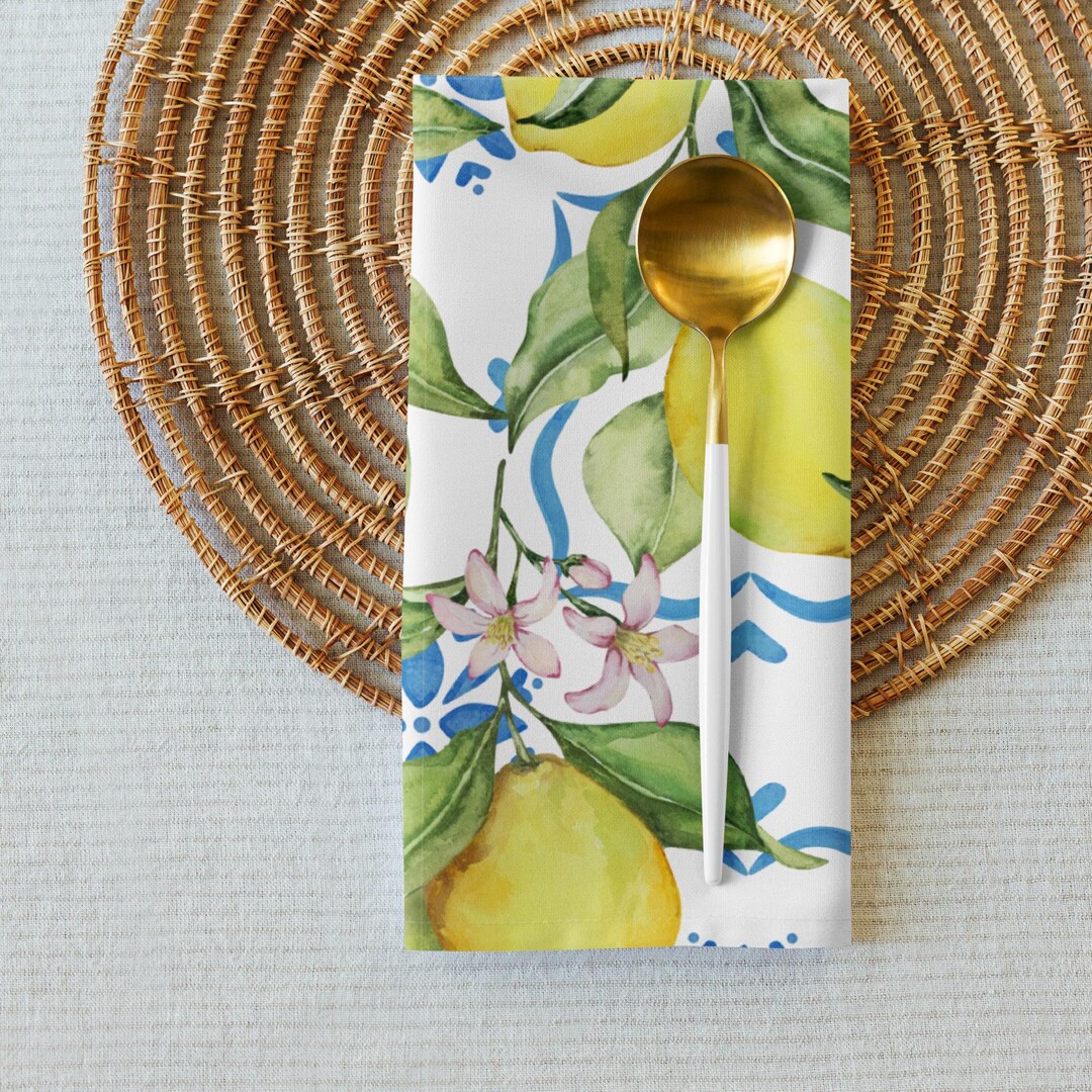 Lemon Print Cloth Napkin, Summer Citrus Table Decor - Etsy