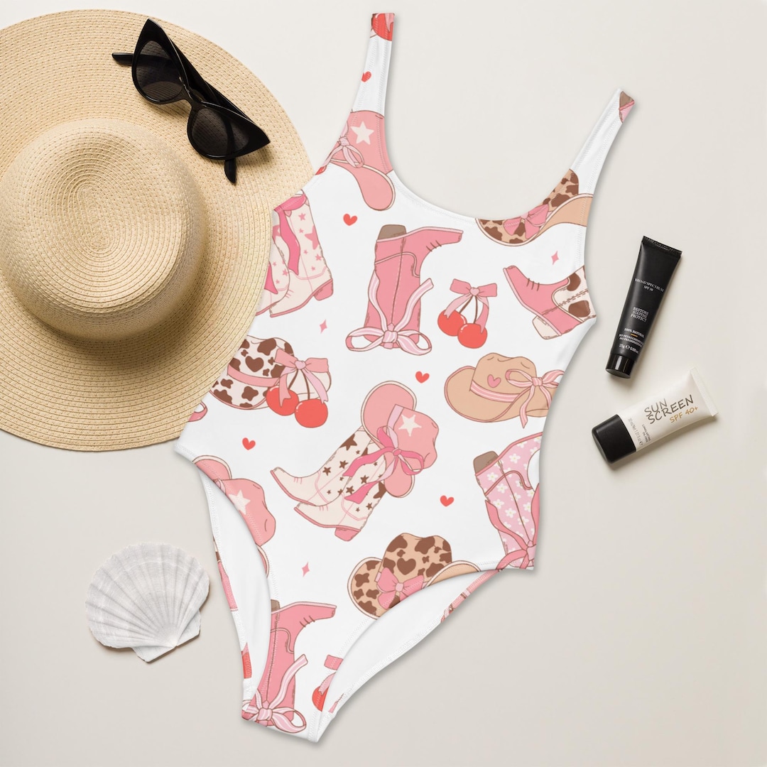 Bach Cowgirl Theme One-piece Swimsuit, Western Bride Bathing Suit ...