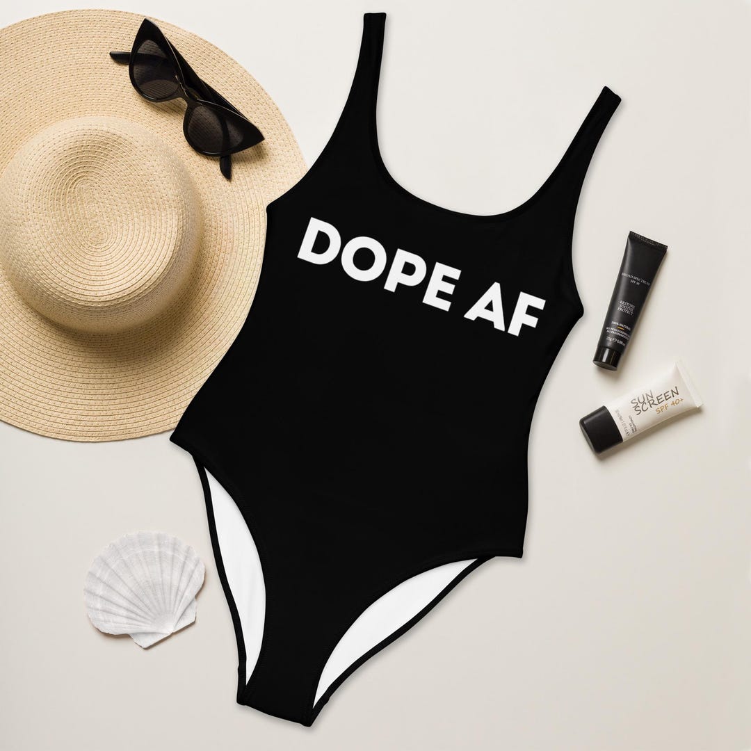Dope AF One-piece Swimsuit, Bold and Trendy Bathing Suit for Women, Fun ...