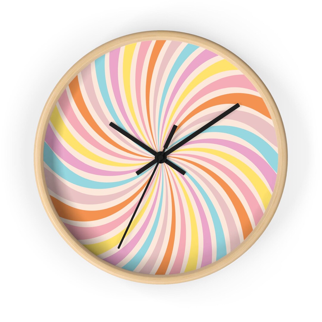 Colorful Swirl Wall Clock, Modern Home Decor, Funky Clock for Kids Room ...