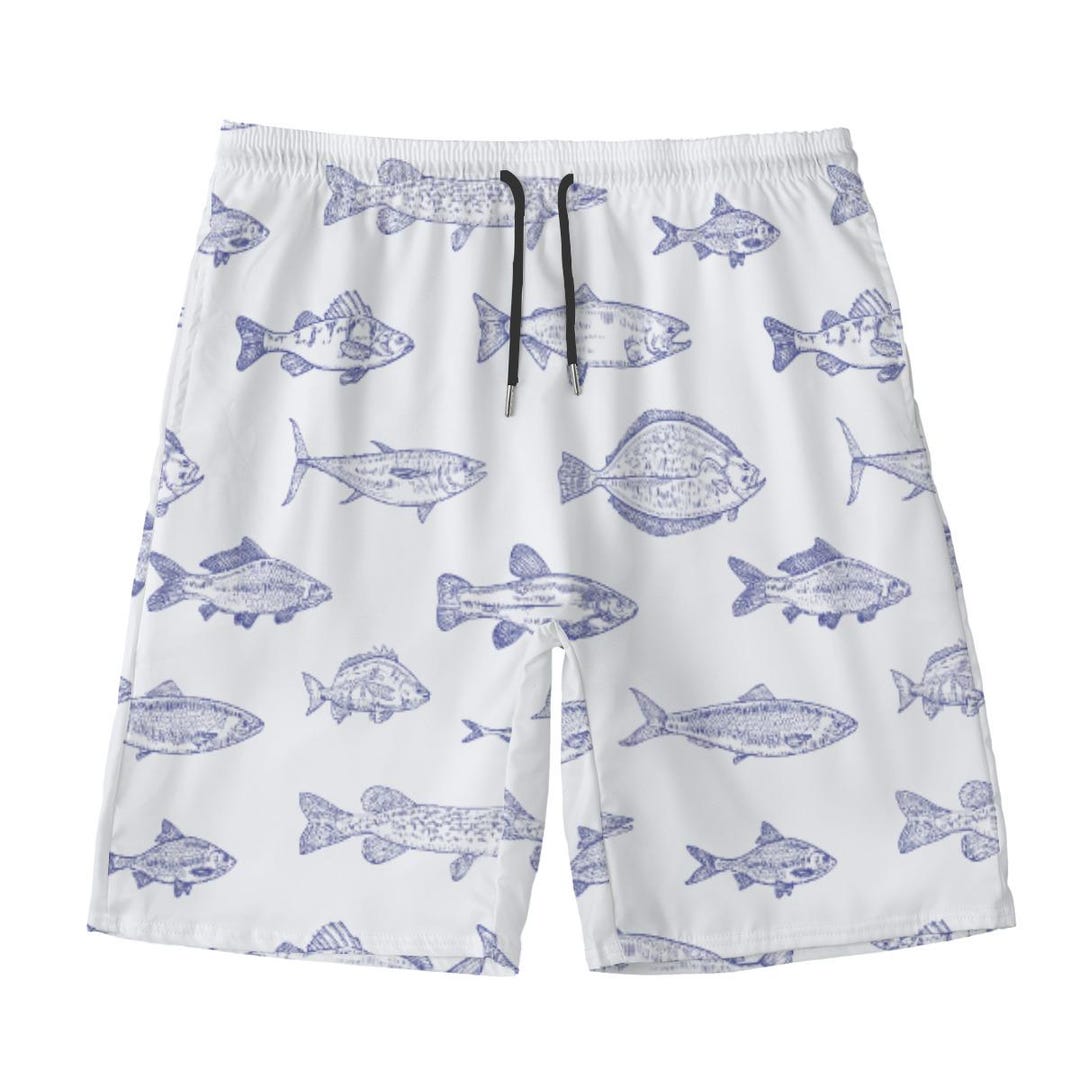 Fish Print Swim Trunks, Men’s Ocean Inspired Shorts, Quick-dry ...