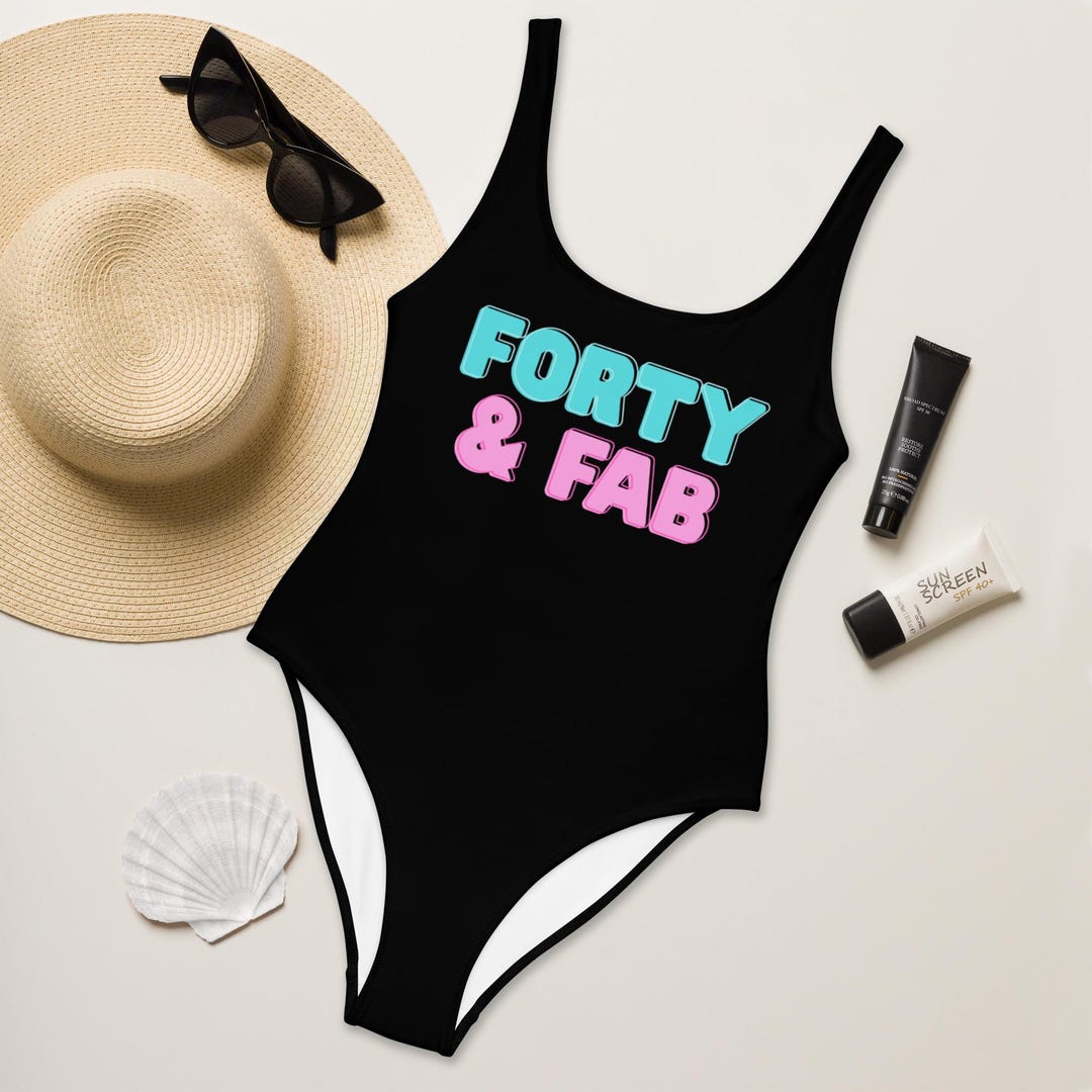 Forty and Fabulous Birthday Swimsuit, Women’s One Piece Bathing Suit ...
