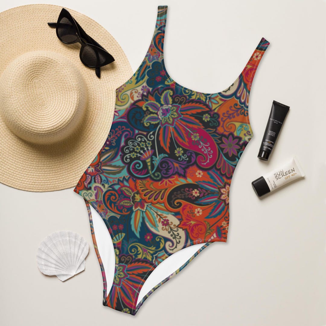 One Piece Floral Swimsuit - Etsy