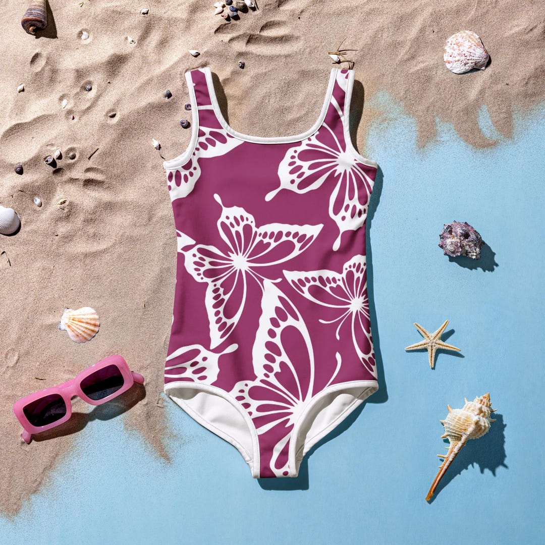 Youth Butterfly One-piece, Vibrant Swimwear, Stylish Pool Look - Etsy