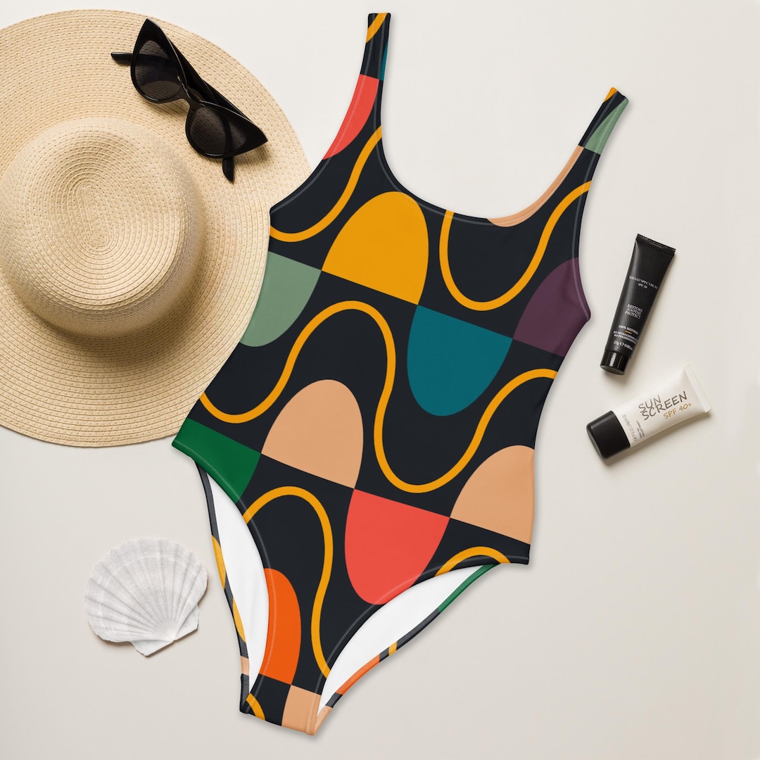 Patterned One Piece Swimsuit, Bold Print Bathing Suit, Trendy Summer ...