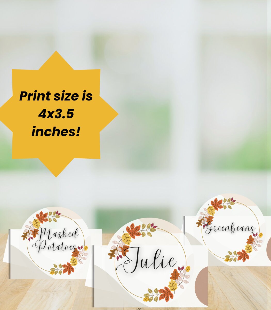 Editable Fall-themed Place Cards 3D, Thanksgiving Place Cards ...