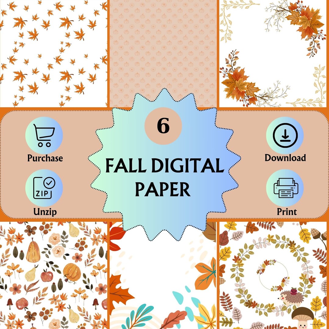 Fall Digital Patterns | Autumn Decor | Fall Seamless Digital Papers ...