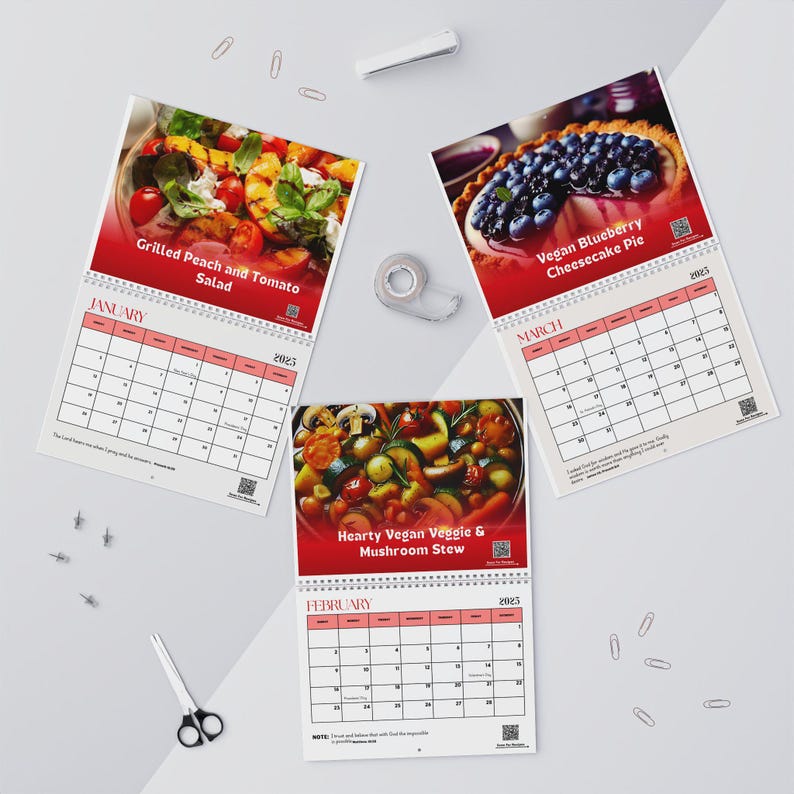 Vegan Food 2025 Wall Calendar With QR Code Recipes, Plant-based Recipe ...