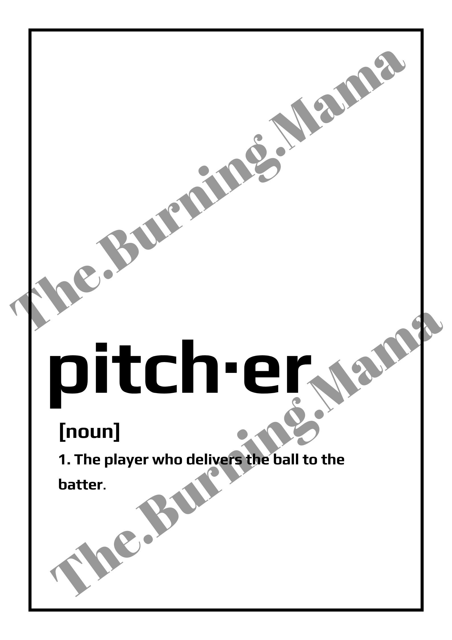 Pitcher Definition Printable Poster - Digital Download - Etsy