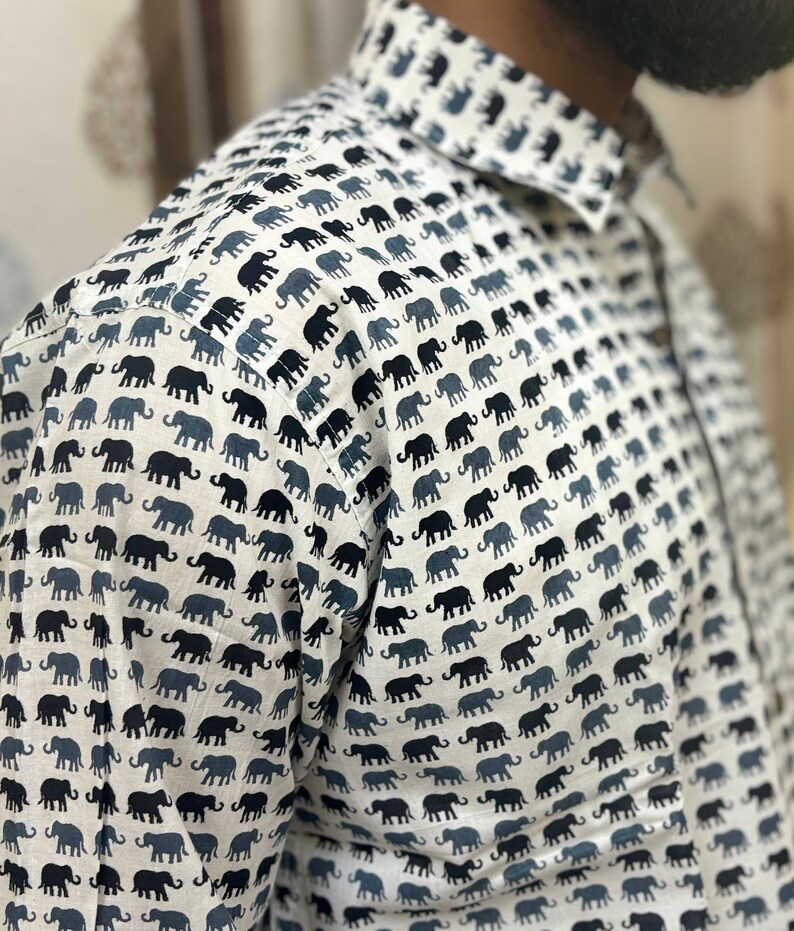 Full Sleeve Elephant Print Shirt, Mens 100% Pure Cotton Printed Shirt ...