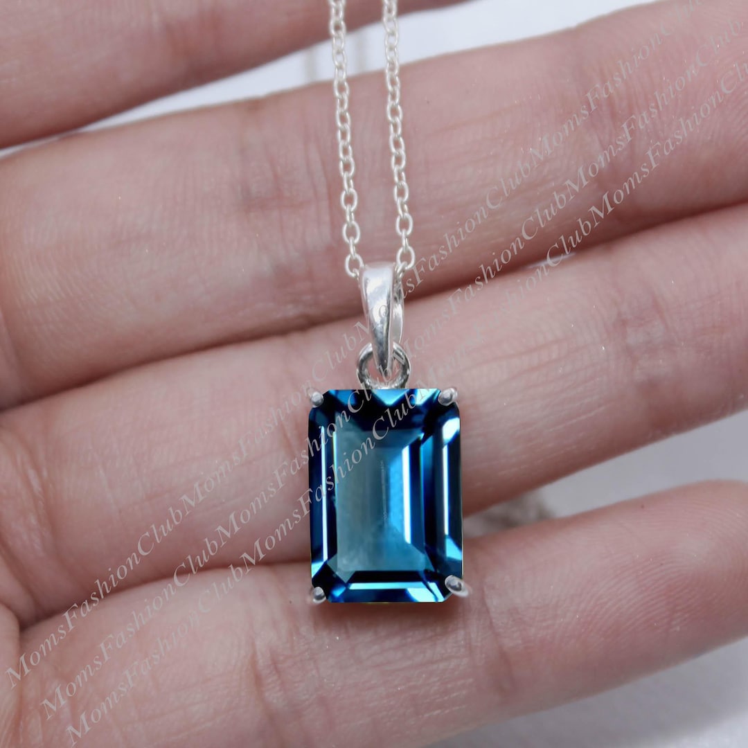 London Blue Topaz Pendant: Sterling Silver Gemstone Necklace - Etsy