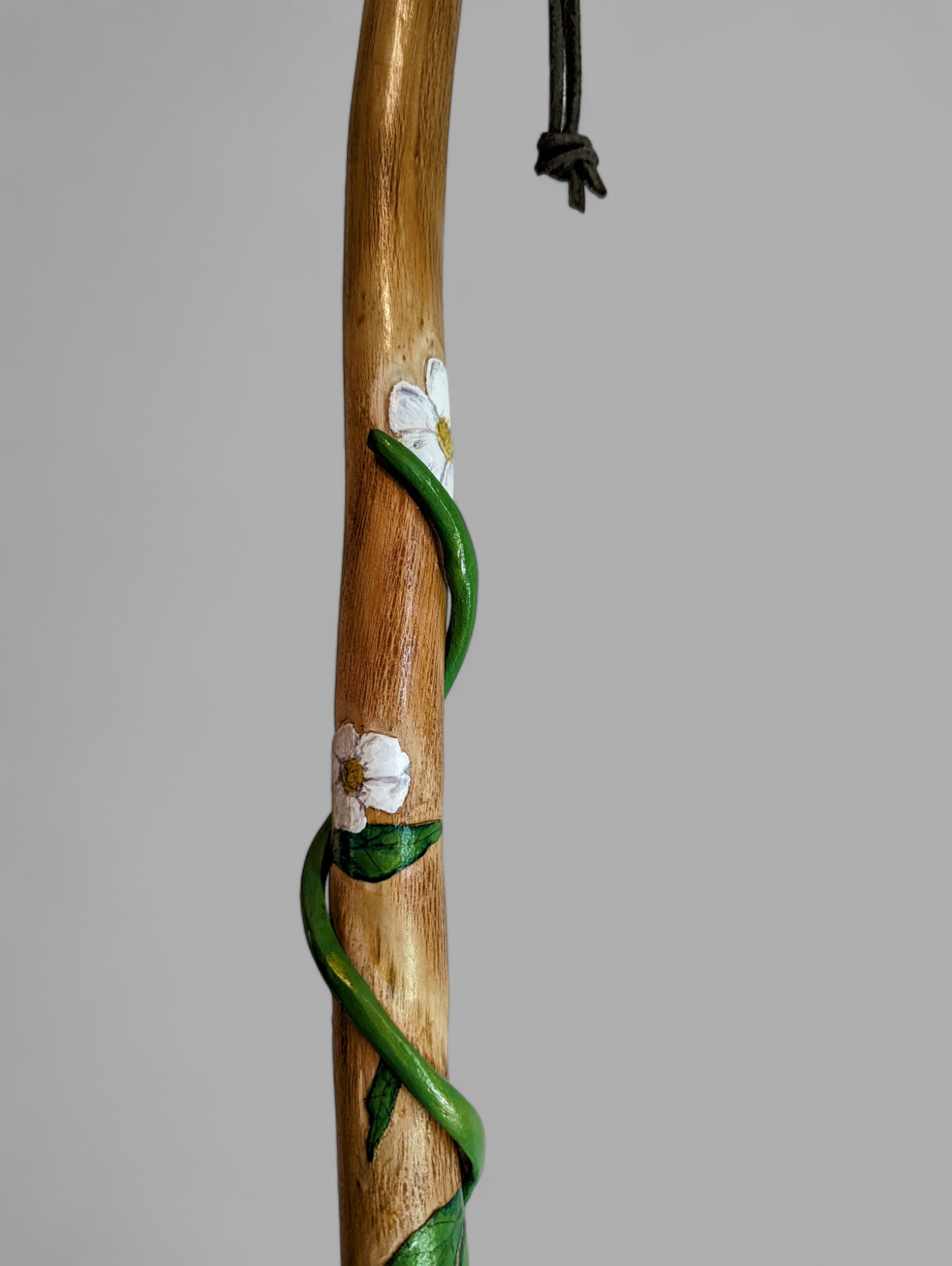 Hand Painted Walking Stick With White Flowers - Etsy