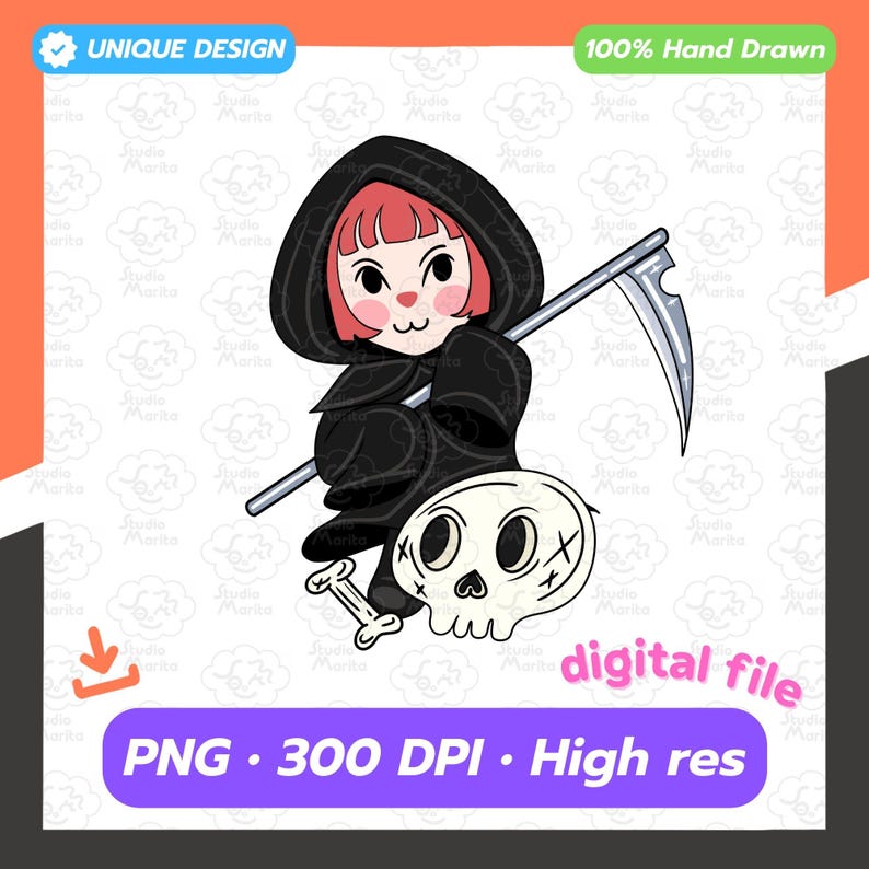 Cute Grim Reaper, Lady Grim Reaper, Scythe, Halloween Grimreaper ...