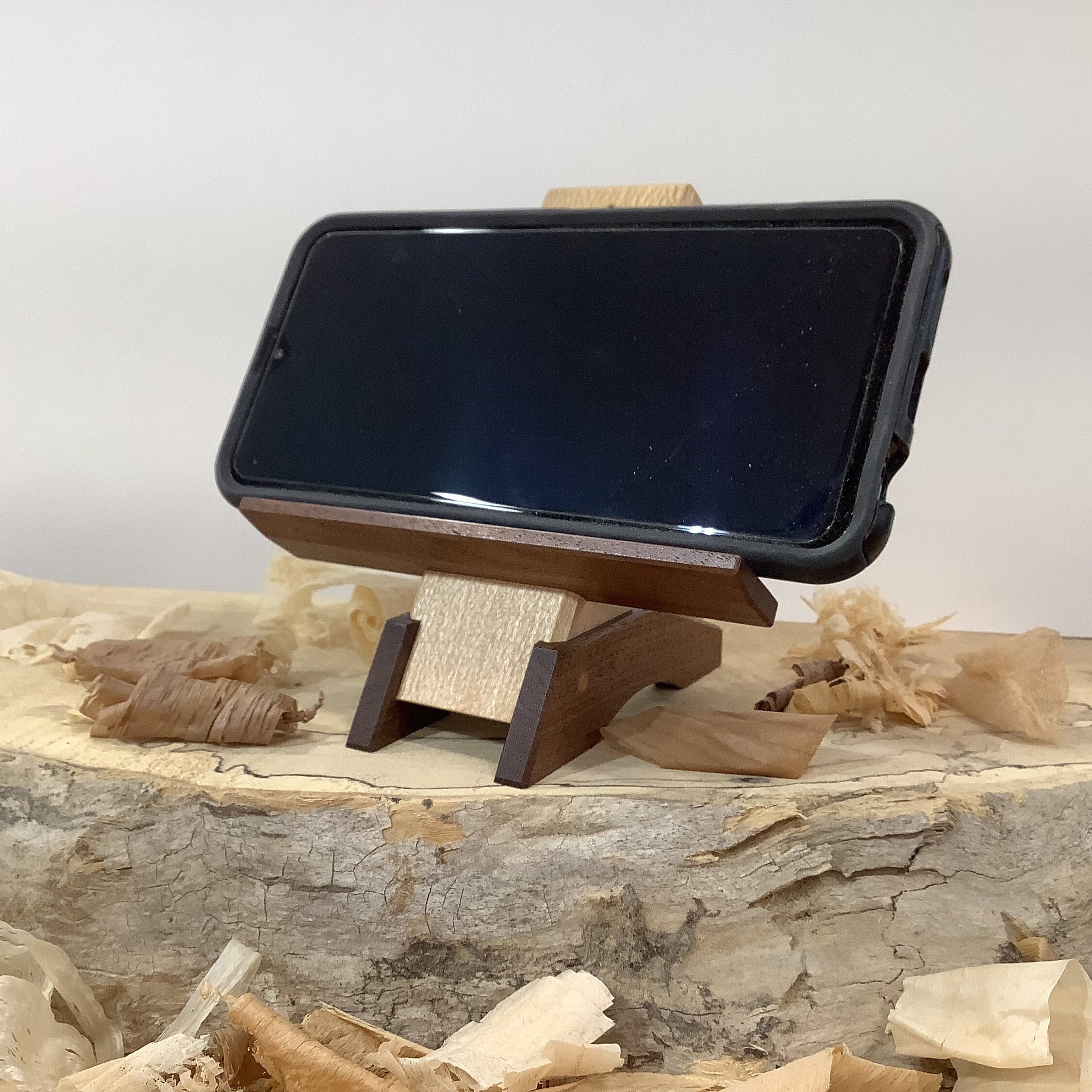 Wood Phone Stand Sycamore With Black Walnut - Etsy