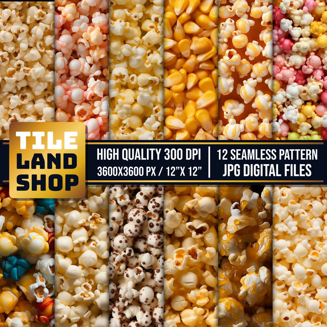 Popcorn Pattern, Food Pattern, Pop Corn Digital Images, Seamless ...
