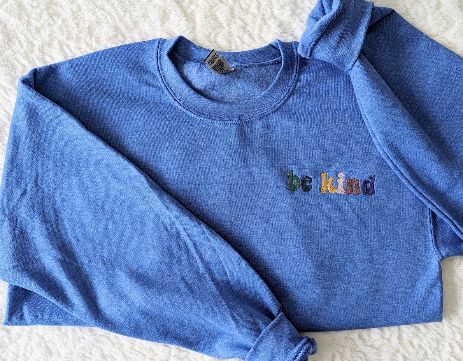 Be Kind Embroidered Sweatshirt, Minimalist Sweatshirt, Embroidery ...