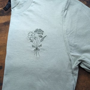 Wildflower Bouquet T-shirt, Embroidery, Flower Bouquet Shirt ...