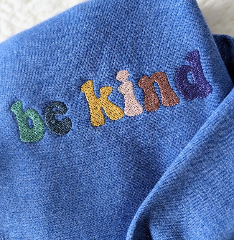 Be Kind Embroidered Sweatshirt, Minimalist Sweatshirt, Embroidery ...