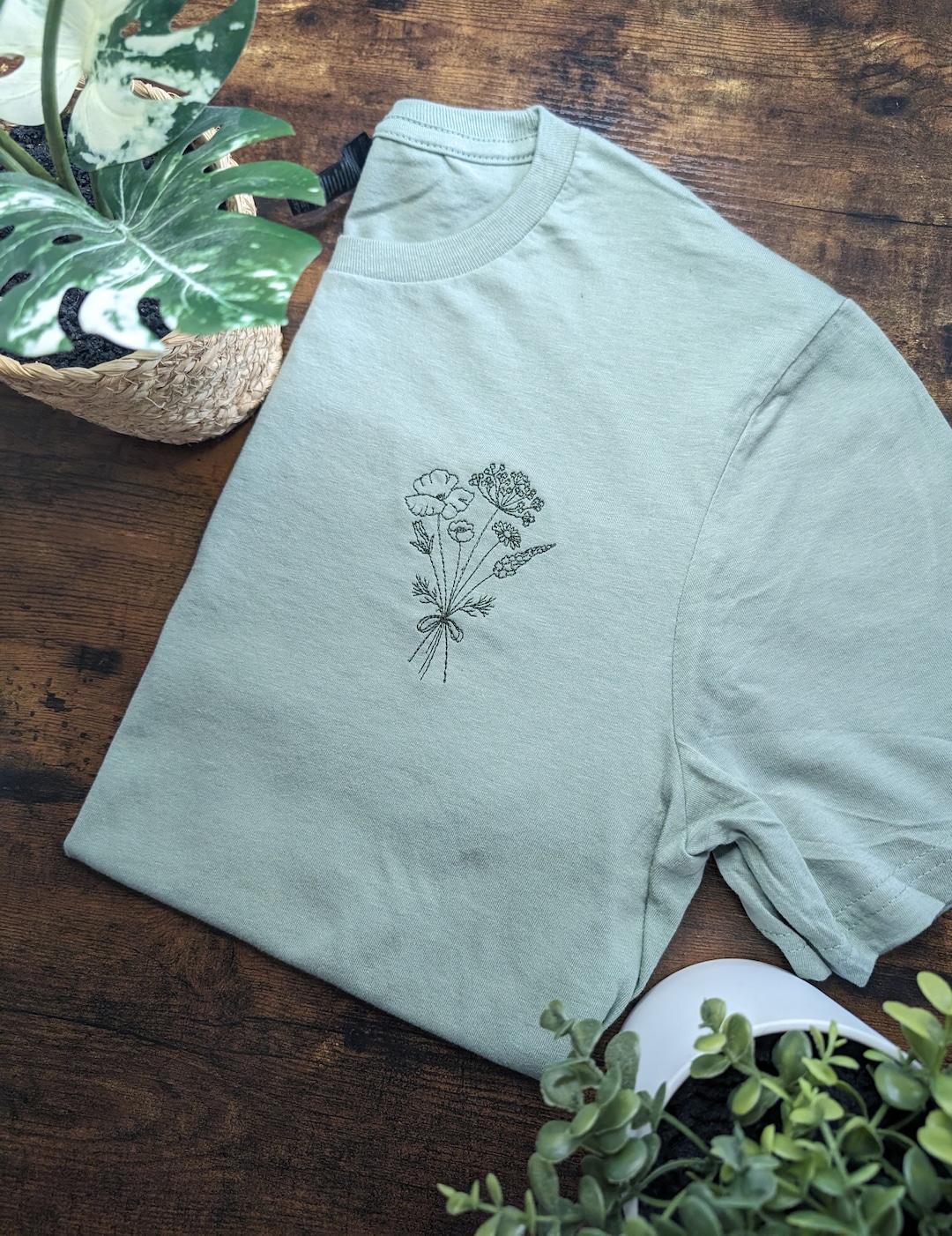 Wildflower Bouquet T-shirt, Embroidery, Flower Bouquet Shirt ...