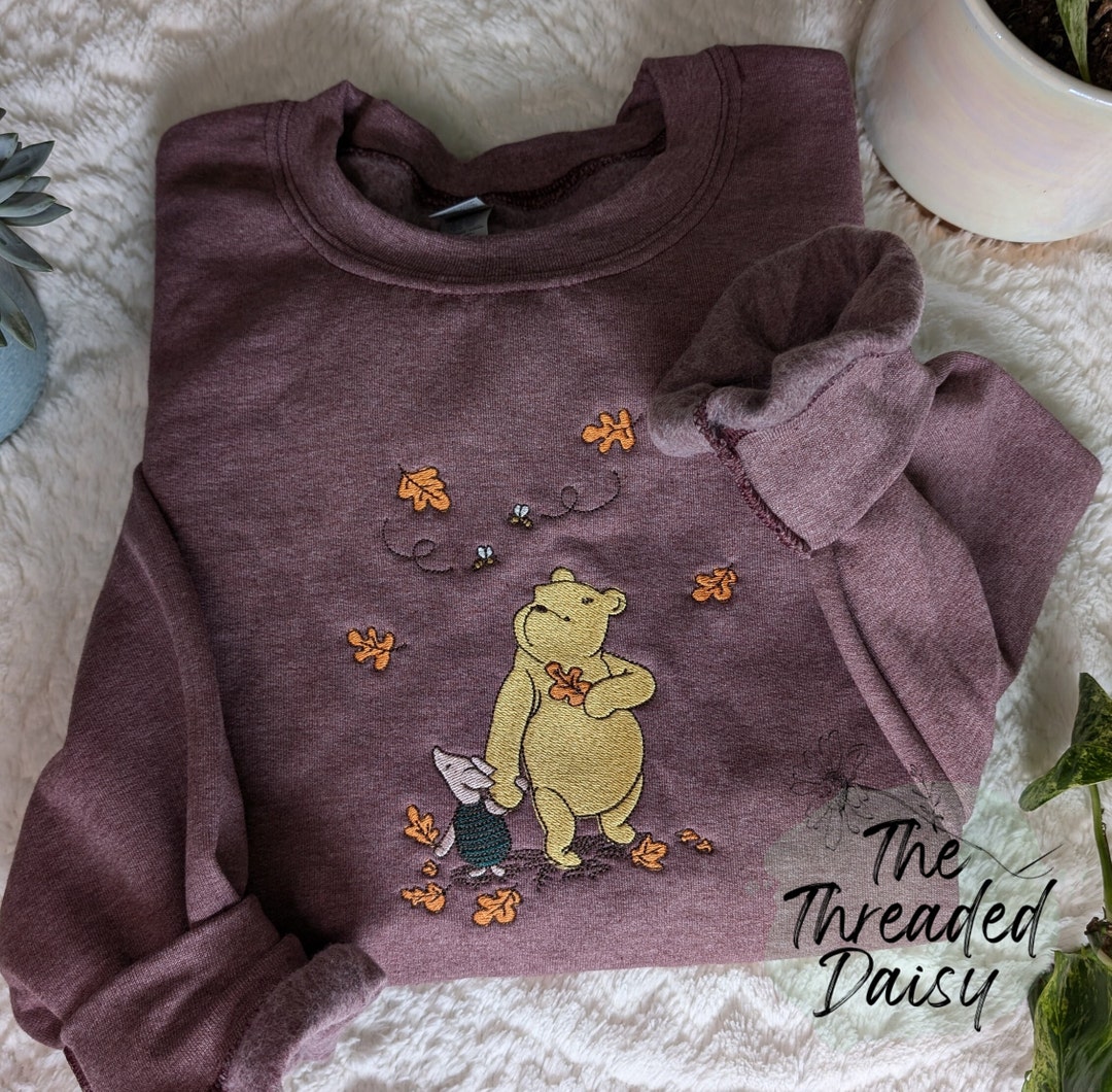 Adult Pooh and Piglet Embroidered Fall Sweatshirt, Autumn Leaves ...