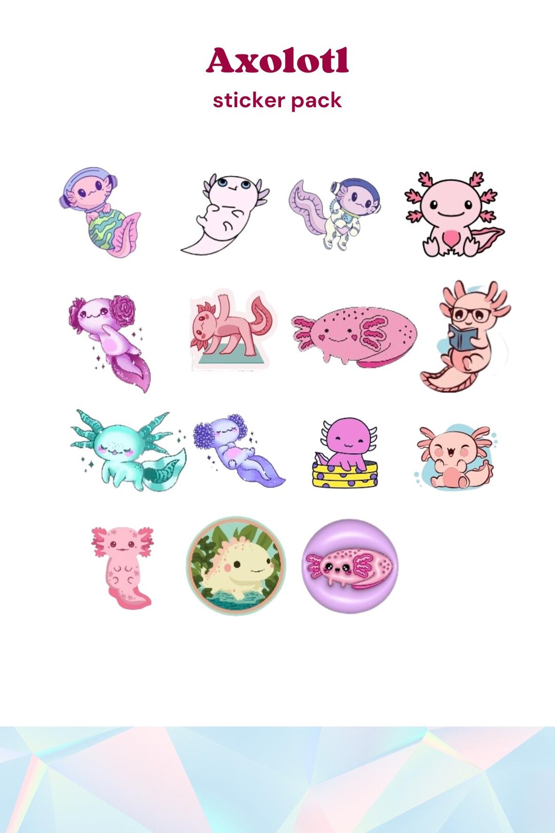 Cute Axolotl Sticker Set - Etsy