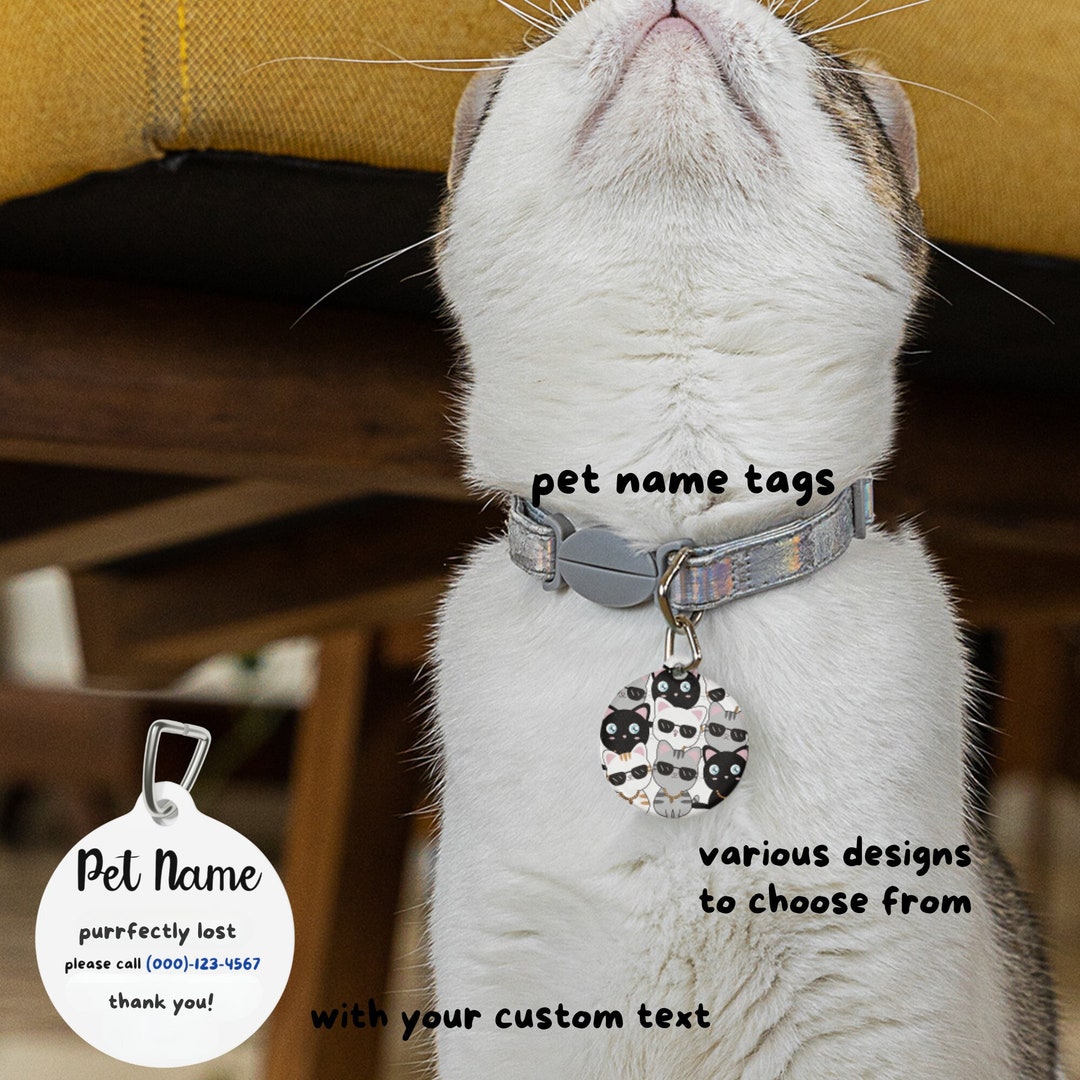 Custom Pet Name Tags With Cat Faces and Phrase for Fur Mamas ...