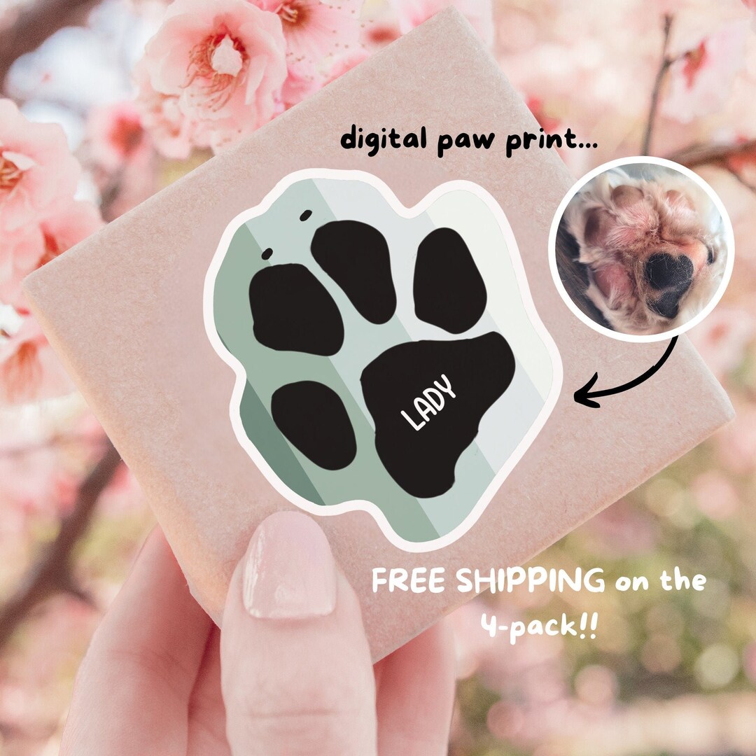 Custom Digital Paw Print Stickers Cottage Green Gradient - Etsy