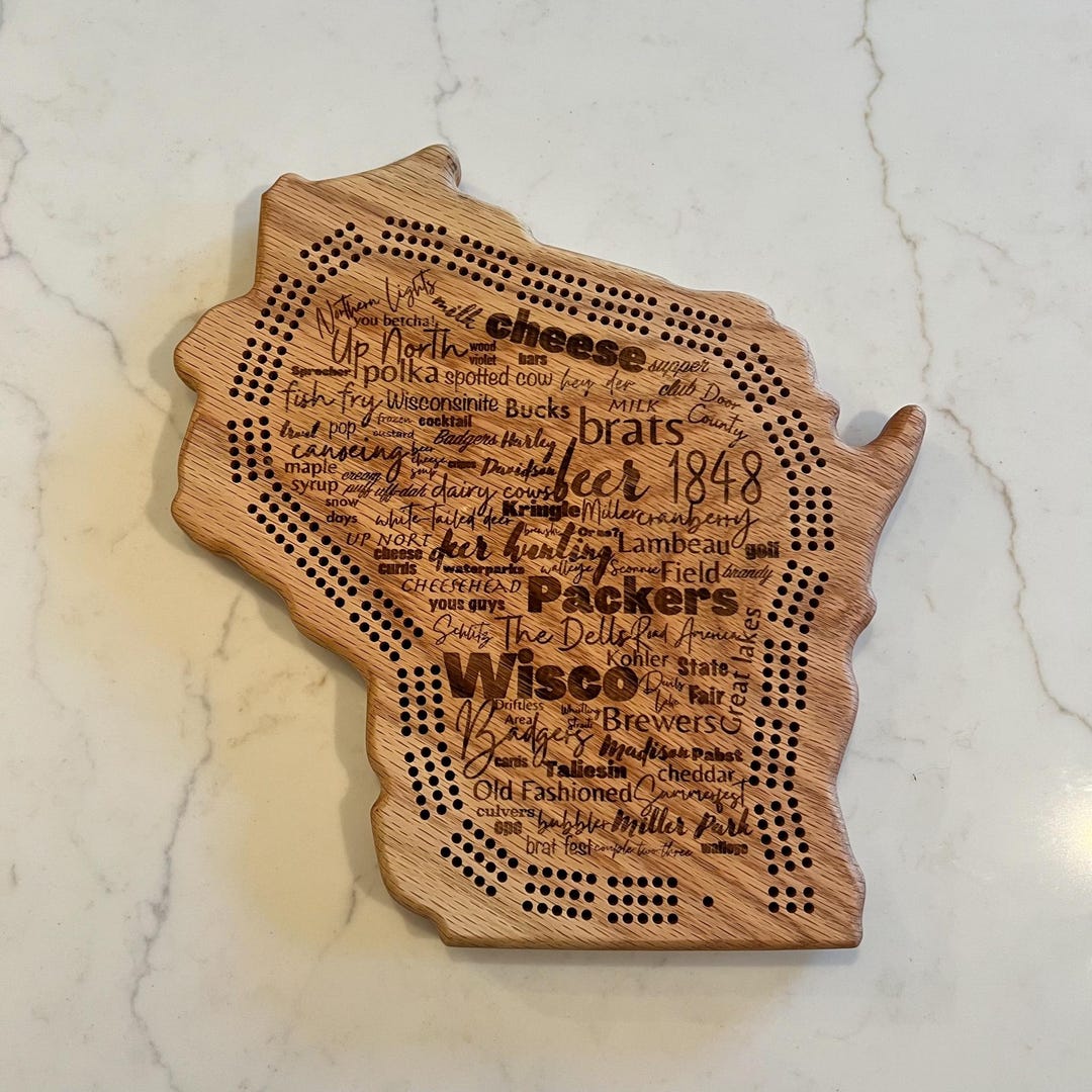 Wisconsin Shaped Cribbage Board • Midwestern Favorites • Wisconsin ...