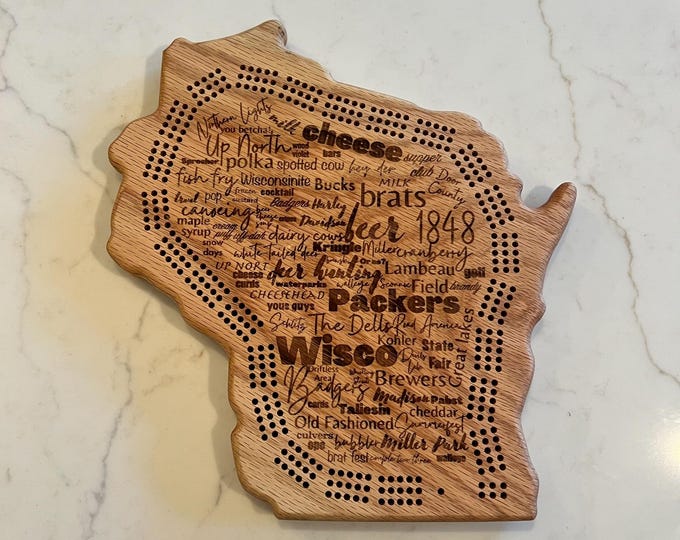 Wisconsin Shaped Cribbage Board • Midwestern Favorites • Wisconsin ...