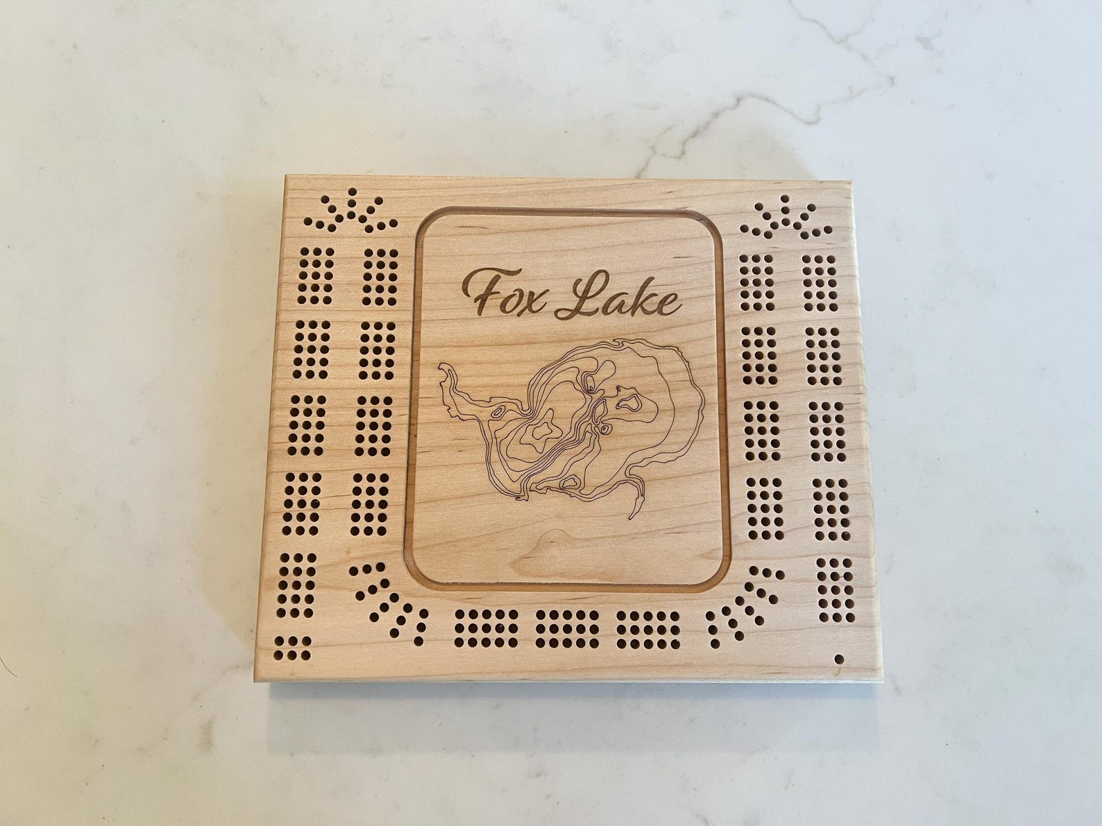 Custom Lake Map Cribbage Board With Peg Storage Personalized Cribbage ...