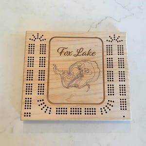 Custom Lake Map Cribbage Board With Peg Storage • Personalized Cribbage ...