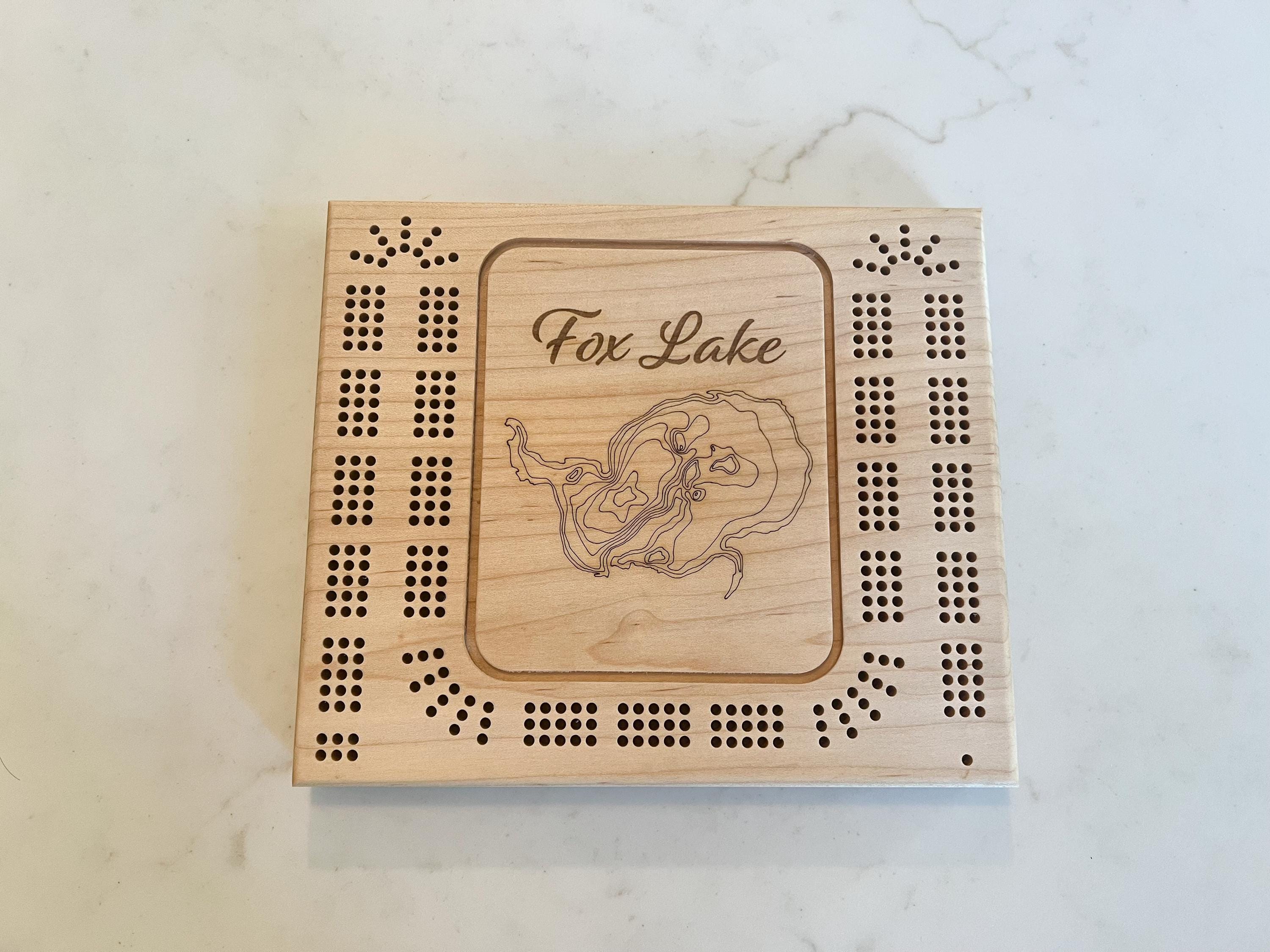 Custom Lake Map Cribbage Board With Peg Storage Personalized Cribbage ...