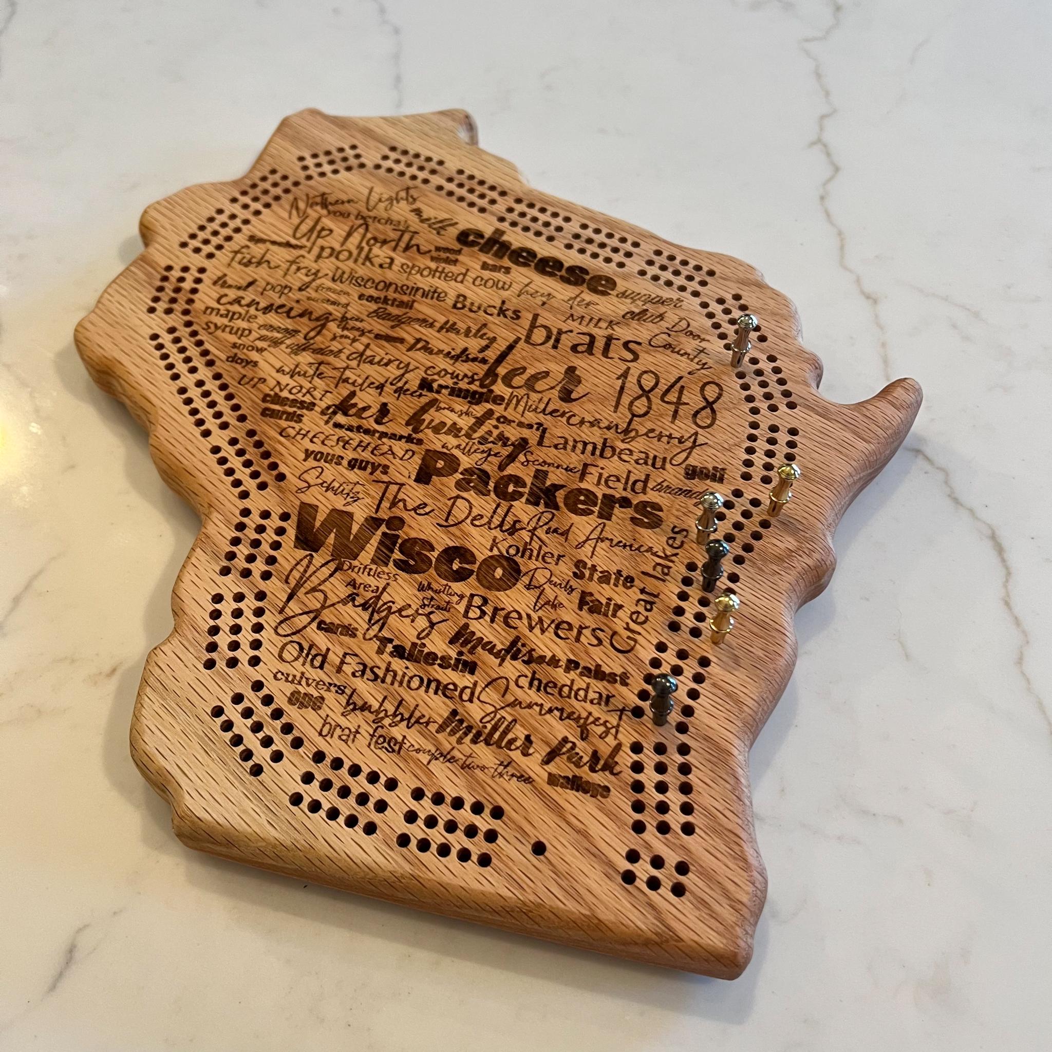 Wisconsin Shaped Cribbage Board • Midwestern Favorites • Wisconsin ...