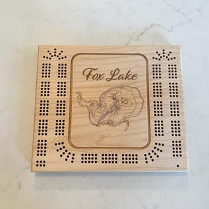 Custom Lake Map Cribbage Board With Peg Storage • Personalized Cribbage ...