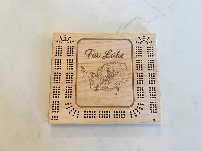 Custom Lake Map Cribbage Board With Peg Storage Personalized Cribbage ...