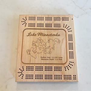 Custom Lake Map Cribbage Board With Peg Storage • Personalized Cribbage ...