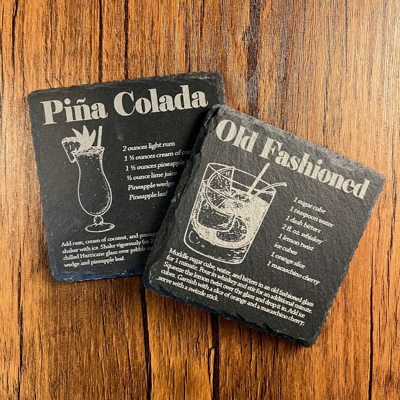 Personalized Slate Cocktail Coaster Set Unique Gift for Drink Lover ...