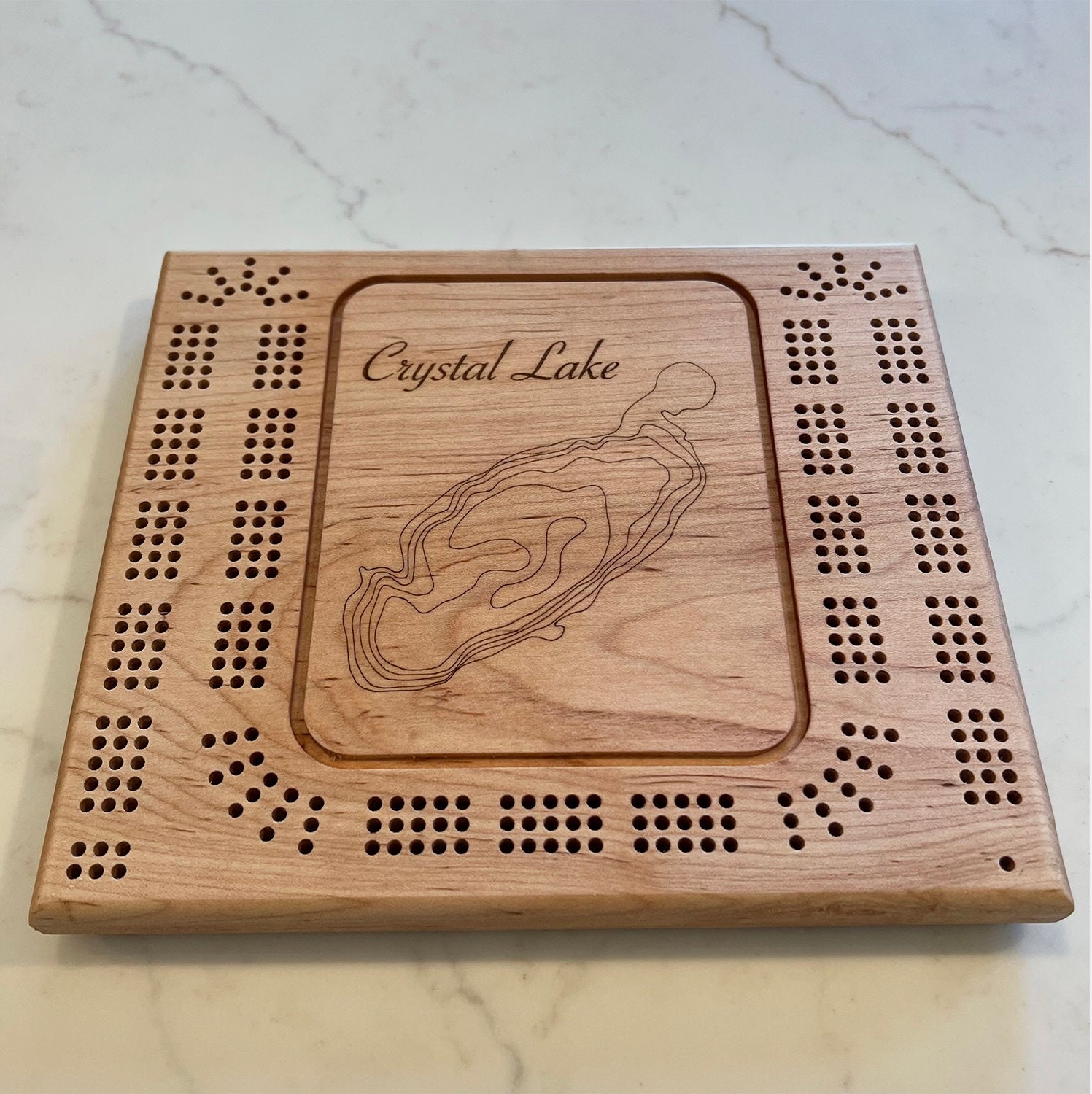 Custom Lake Map Cribbage Board With Peg Storage Personalized Cribbage ...