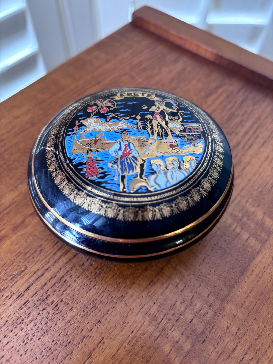 Kratimenos Black Trinket Hand Made in Greece 24K Gold, Trinket Dish ...