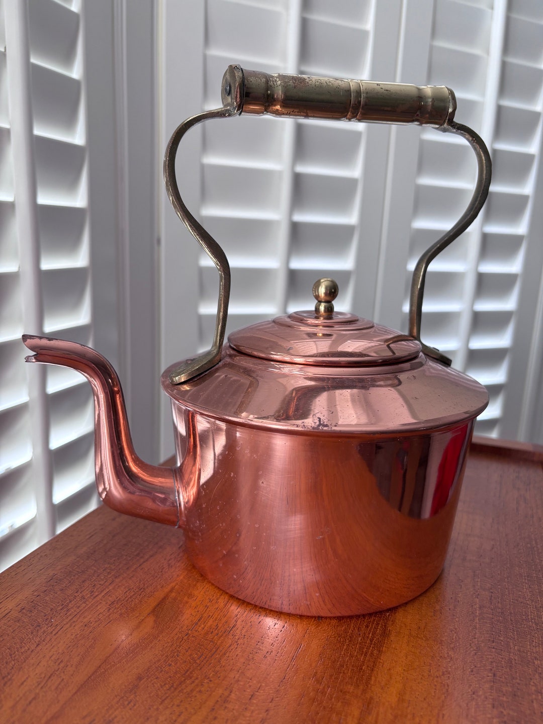 Antique Copper and Brass Kettle, Copper Kettle, Victorian Copper Kettle ...