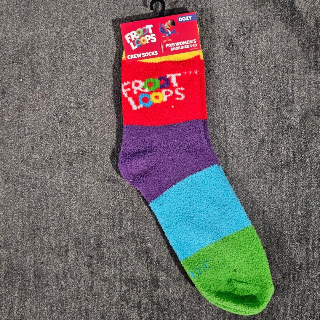 Froot Loops Cozy Crew Socks Womens Shoe Size 5-10 Fuzzy Fun Colorful - Etsy