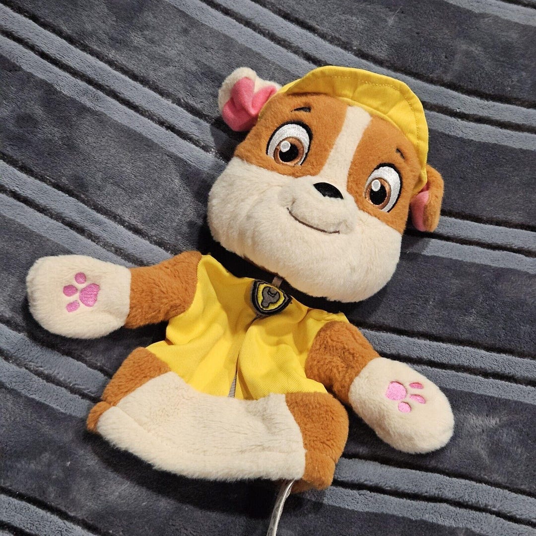 Gund Paw Patrol Rescue Pups Rubble Hand Puppet 10" Plush Stuffed Animal ...