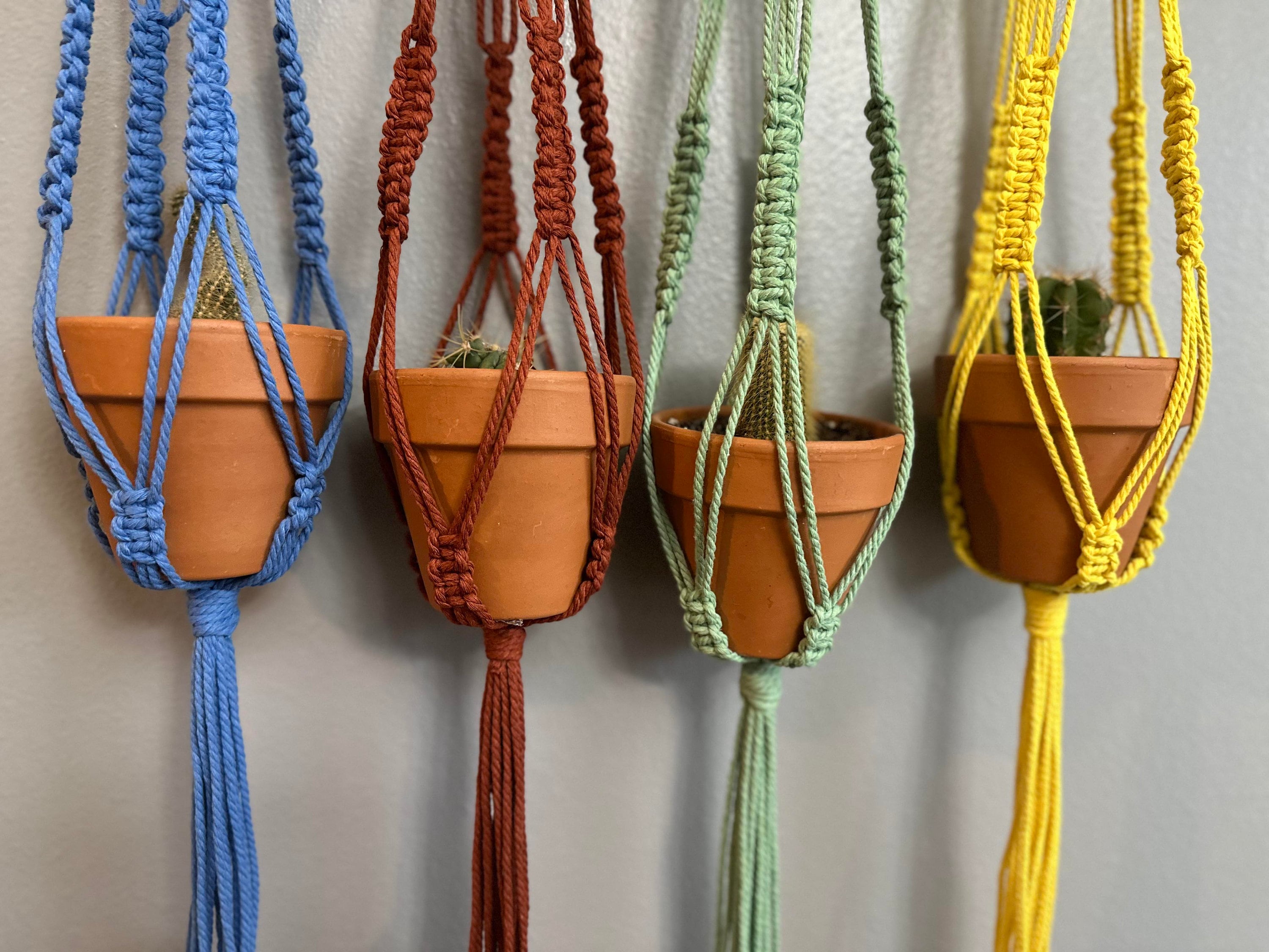 Twisted Macrame Plant Hangers Handmade Handcrafted Plant Hangers Red ...