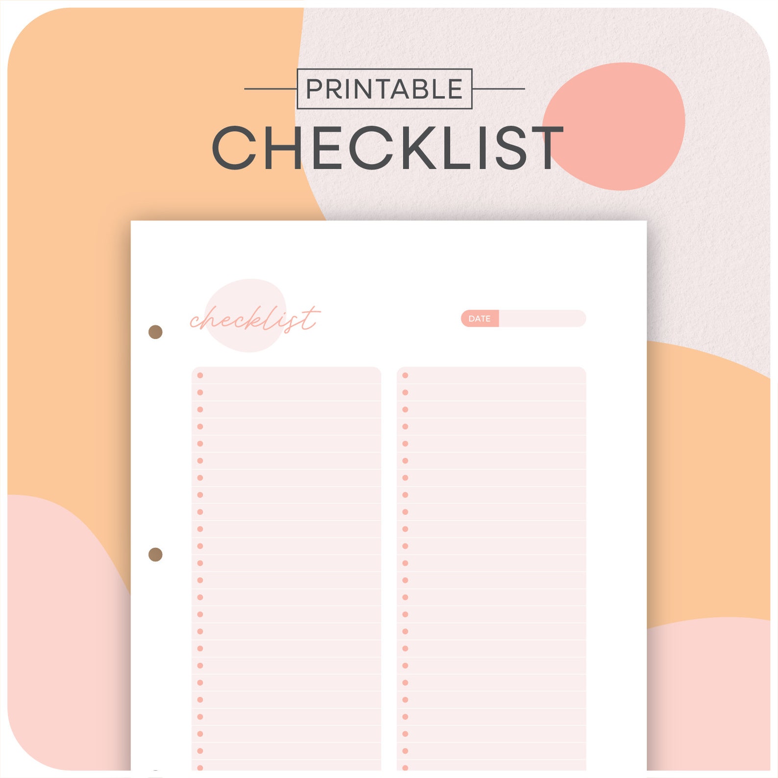 Printable Cute Blank Checklist Template, Instant Download PDF, Simple ...